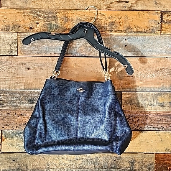 Coach | Bags | Nwt Coach F57545 Lexy Pebble Leather Shoulder Bag Navy ...